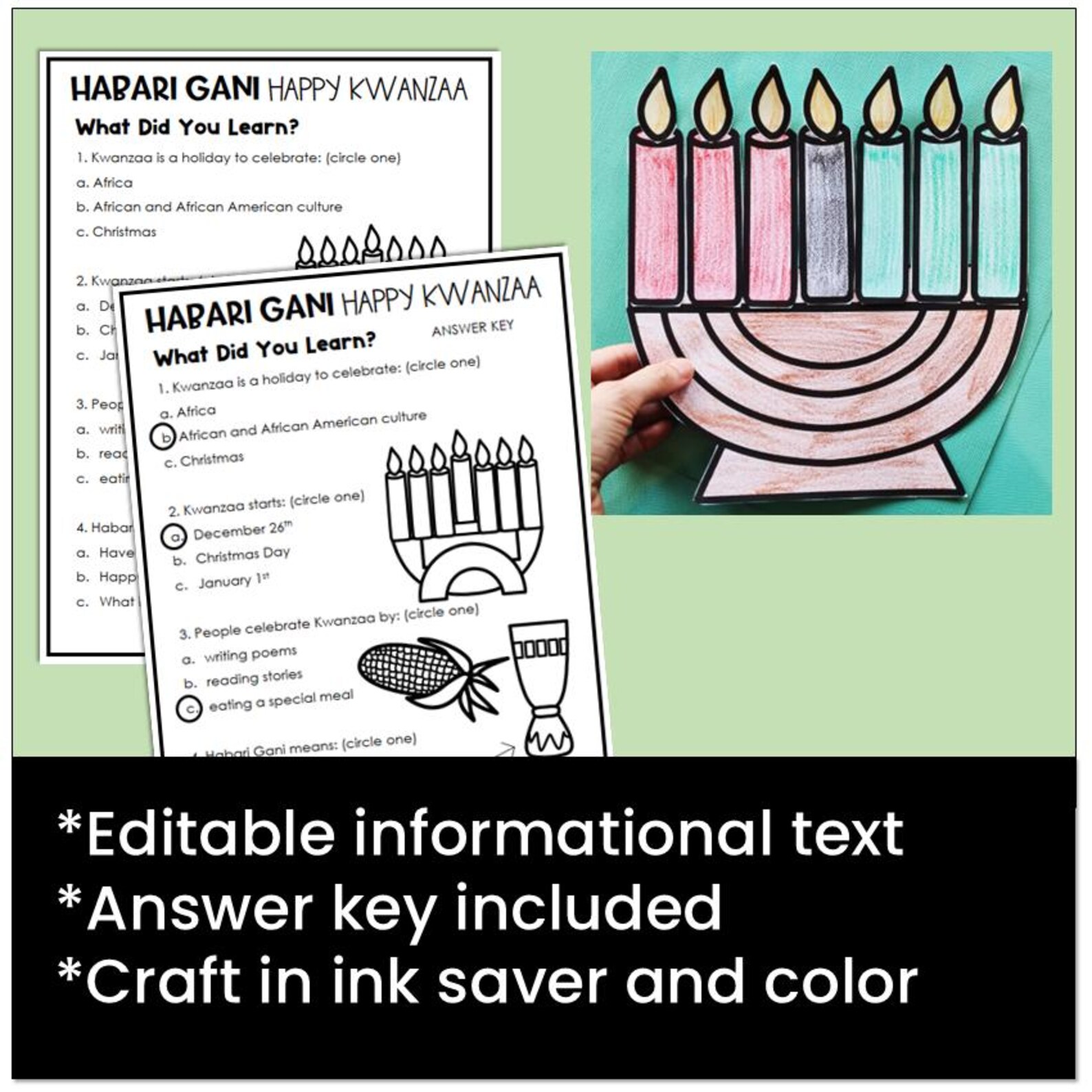 Kwanzaa Kinara Candle Holder Craft Class Library Activity Printable ...