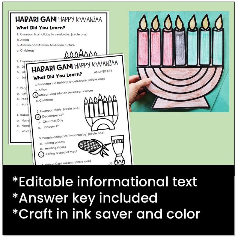 Kwanzaa Kinara Candle Holder Craft Class Library Activity Printable ...