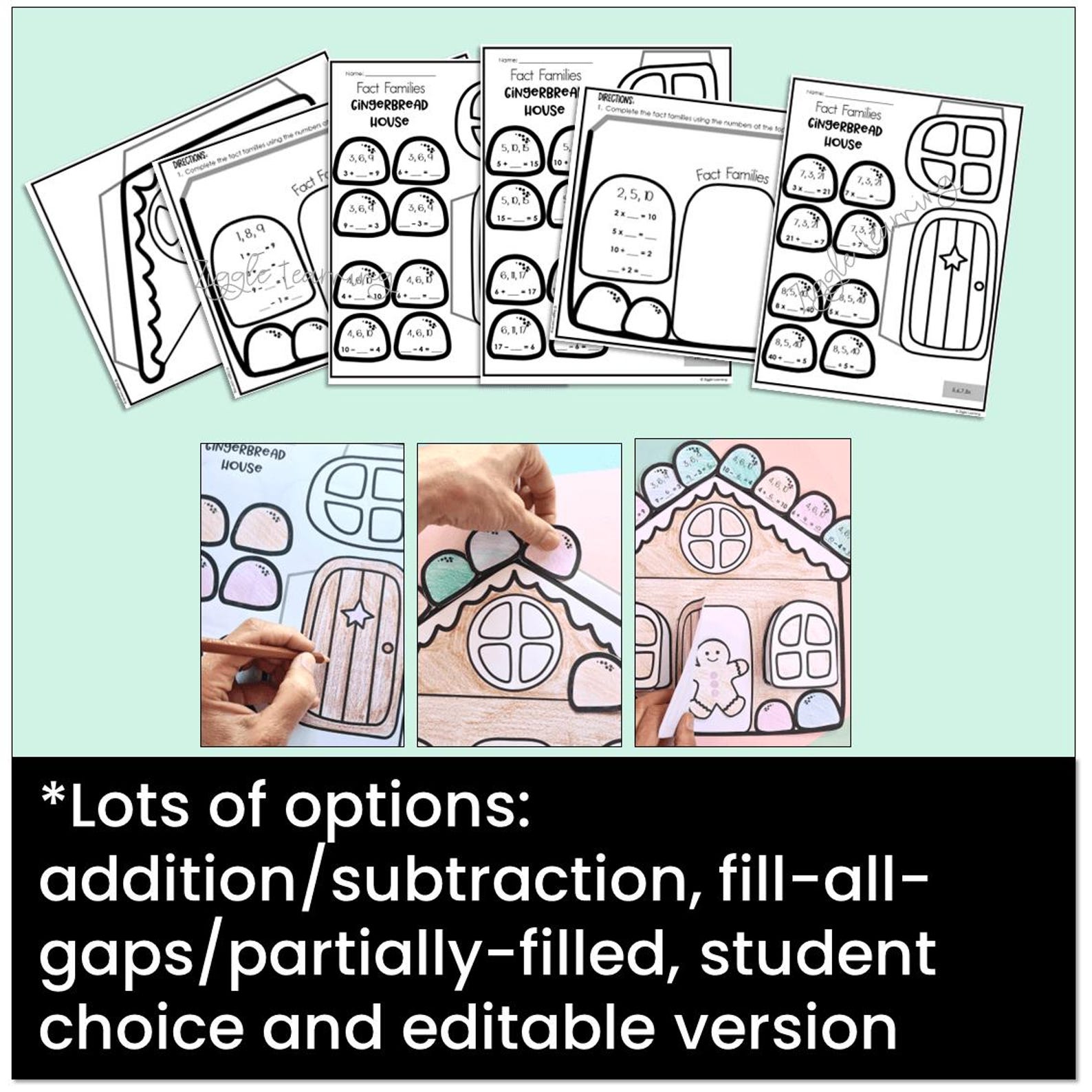 Gingerbread House Fact Families Math Craft Activity Christmas Maths ...