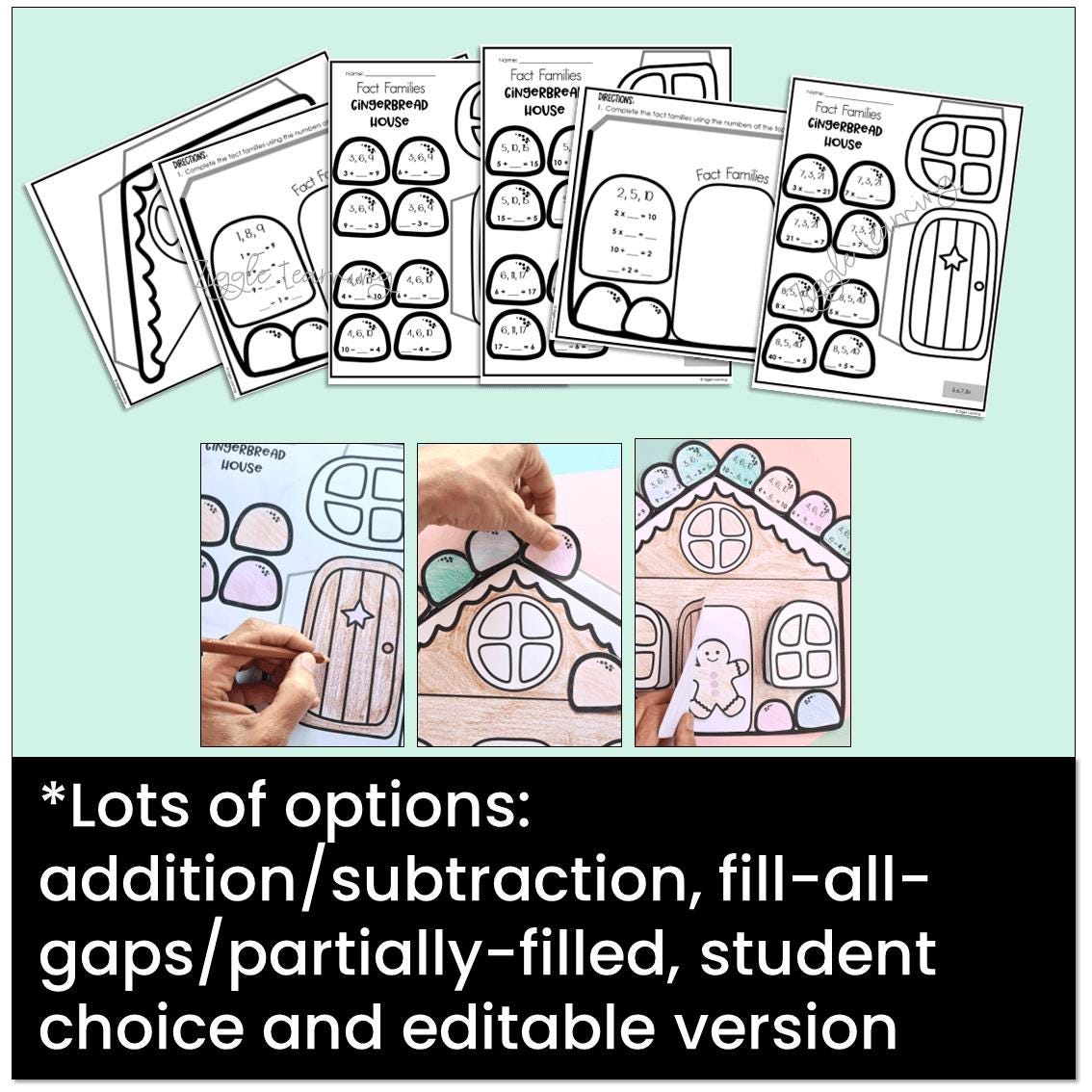 Gingerbread House Fact Families Math Craft Activity Christmas Maths ...