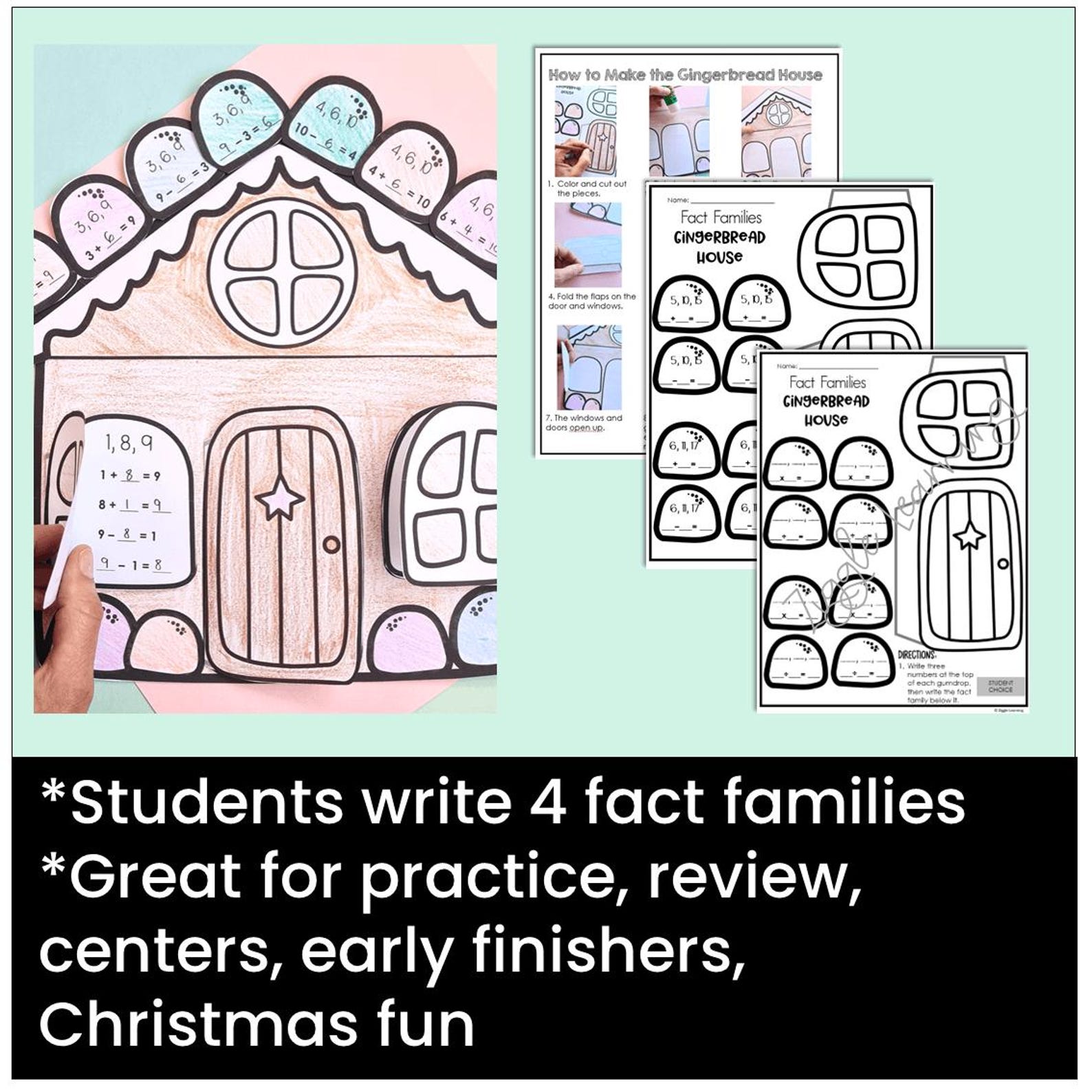 Gingerbread House Fact Families Math Craft Activity Christmas Maths ...