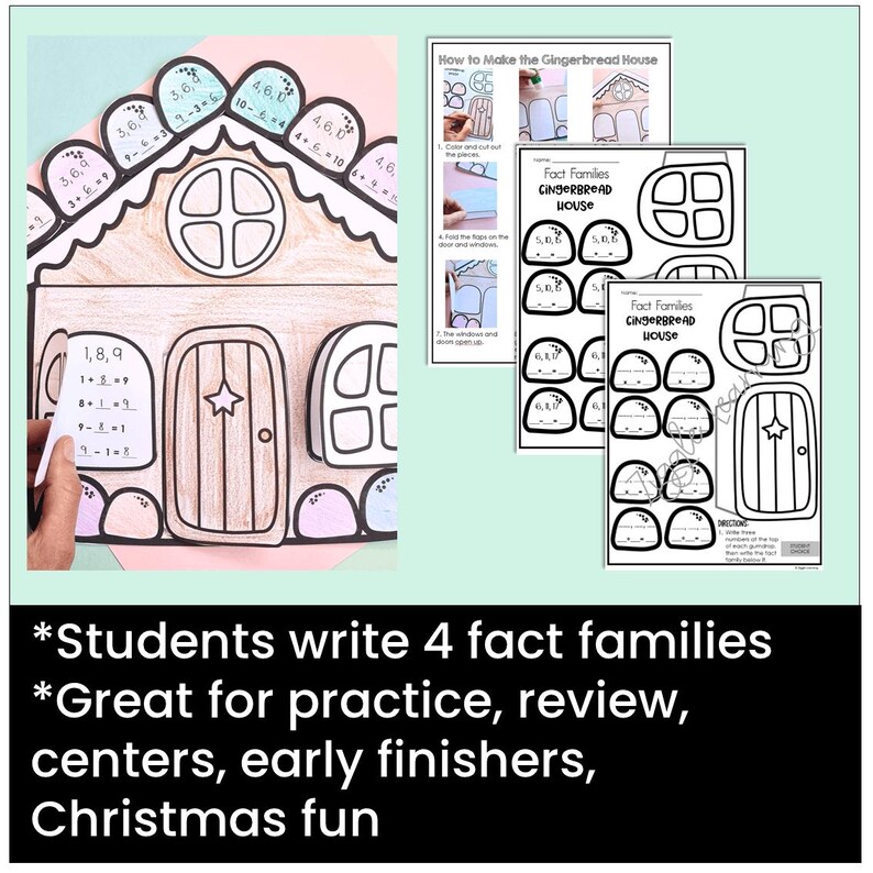 Gingerbread House Fact Families Math Craft Activity Christmas Maths ...