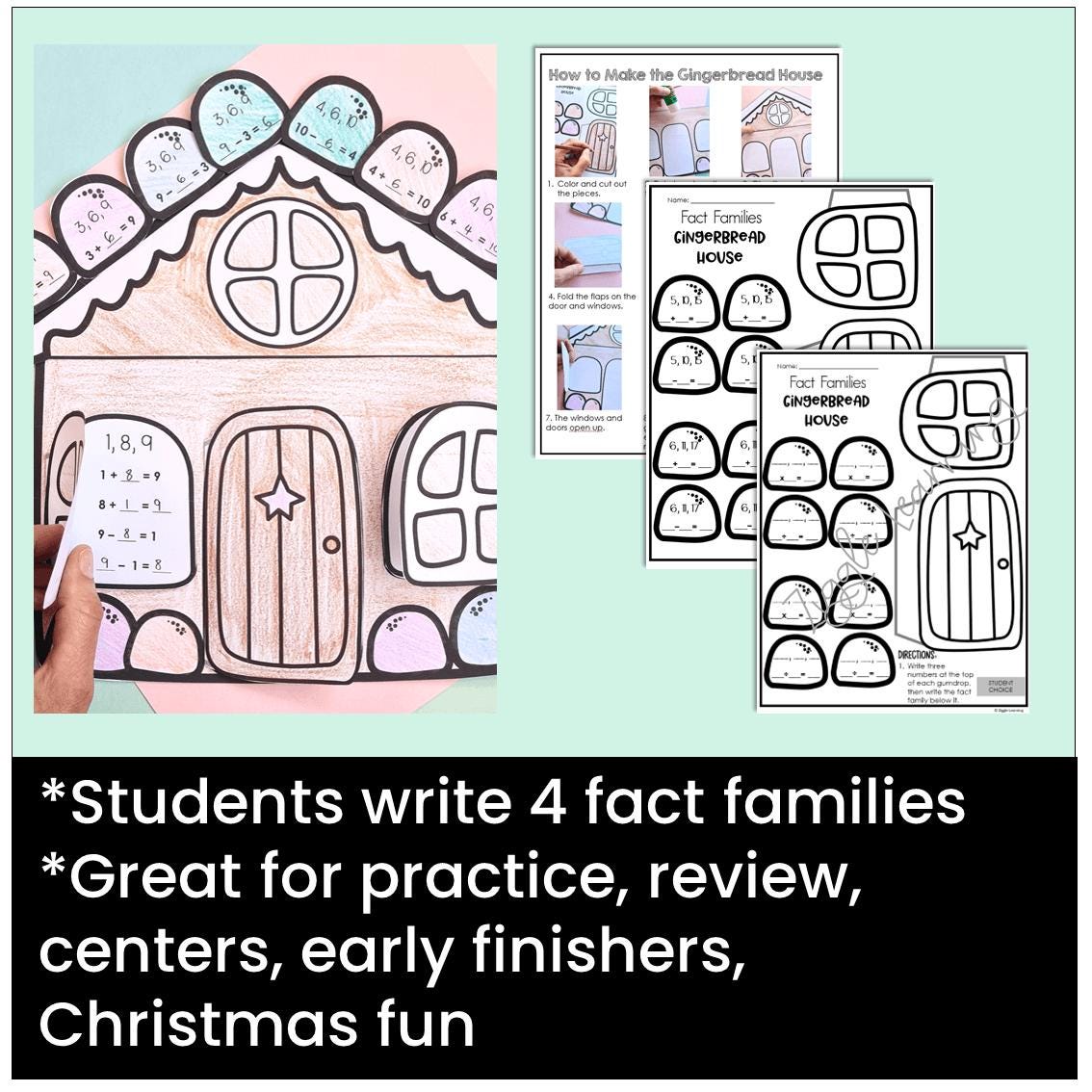 Gingerbread House Fact Families Math Craft Activity Christmas Maths ...