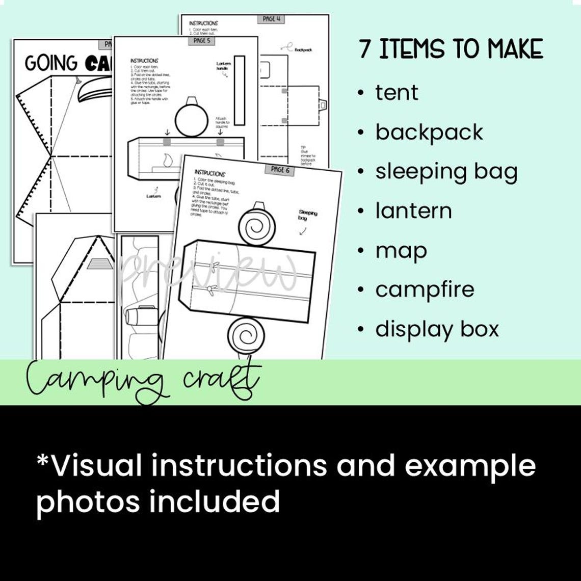 Printable Camp Craft Template, Camping Theme Activities, Summer Camping ...