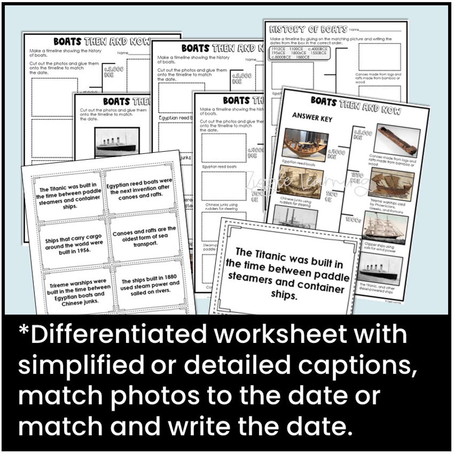 History of Sea Transport Timeline Boats Ships Then and Now Activity ...