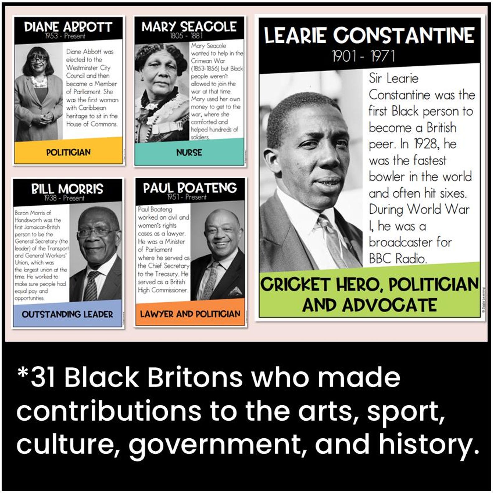 Black History Month Famous Britons Posters British Icons Printable ...