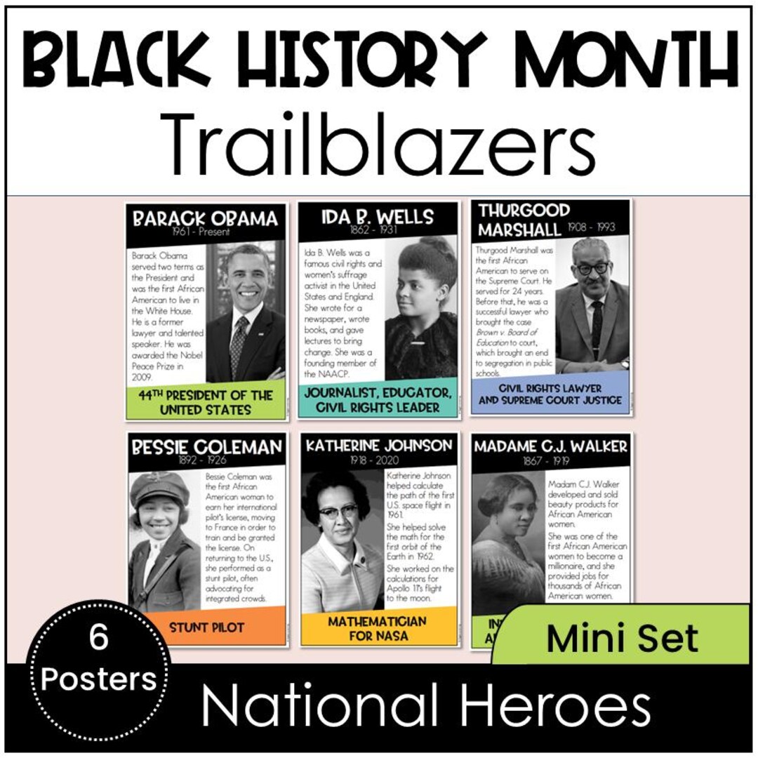 Black History Month Famous African Americans Trailblazers Mini Set of ...