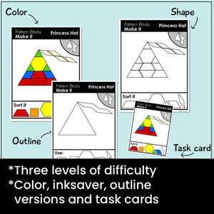 Printable Math Fairytale Pattern Block Mats, Task Cards, Design ...