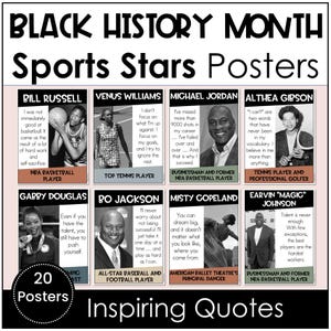 Black History Month Sports Heroes Inspiring Quotes Printable Posters ...