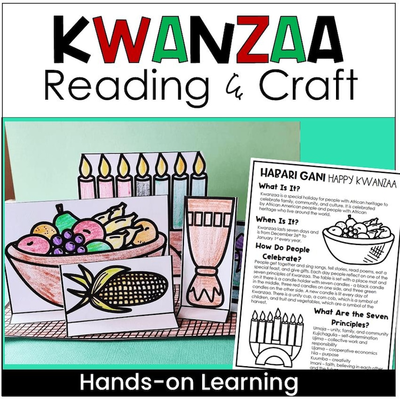 Kwanzaa Reading Crafts Printable Classroom Homeschool Cultural Learning ...