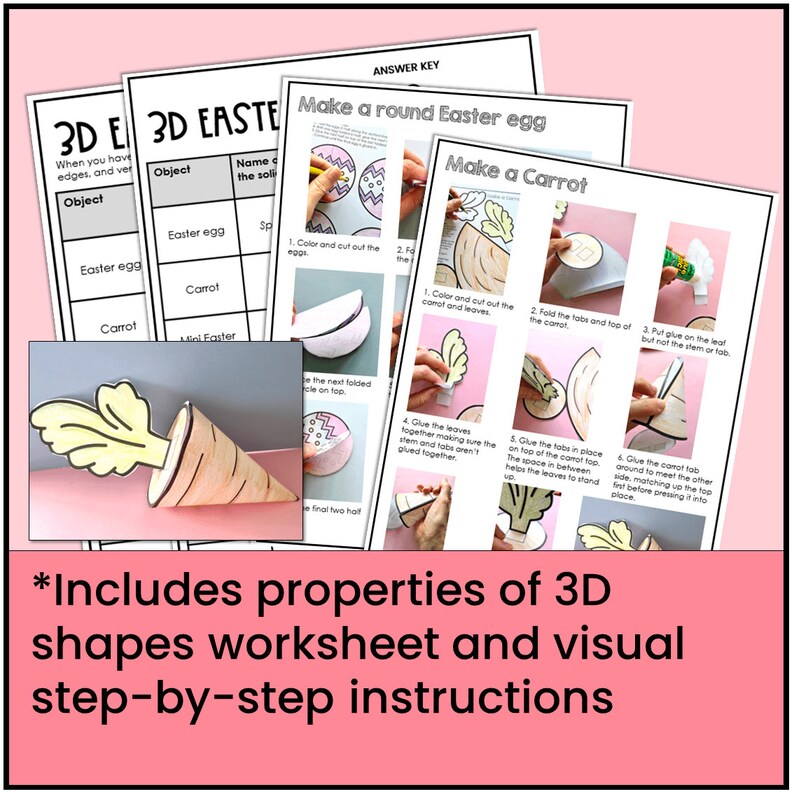 3D Shapes, Easter Math Crafts Activity Classroom Homeschool Printable ...
