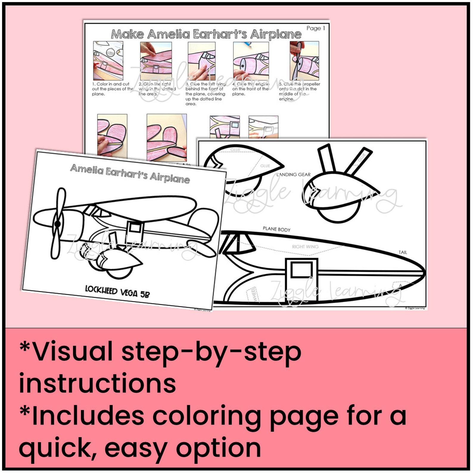 Printable Amelia Earhart Craft, Airplane, Aeroplane, Preschool ...