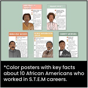 Printable Black History Month Posters, African Americans STEM Careers ...