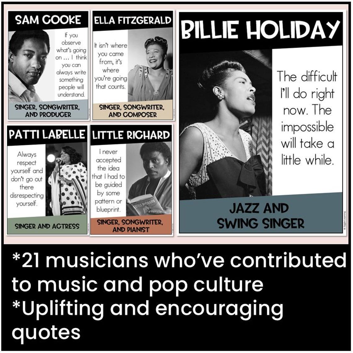Black History Month Musicians Inspiring Quotes Printable Posters ...