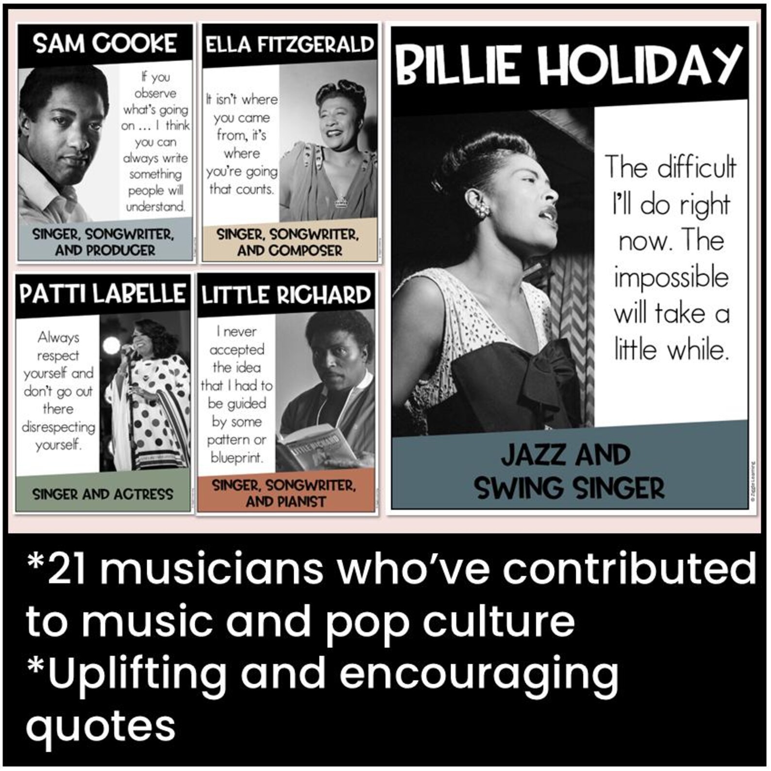 Black History Month Musicians Inspiring Quotes Printable Posters ...