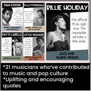Black History Month Musicians Inspiring Quotes Printable Posters ...