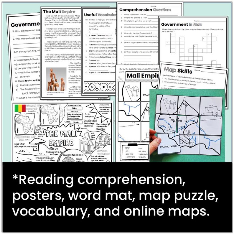 Mali Empire History Activity Pack, Worksheets, Craft, Elementary ...