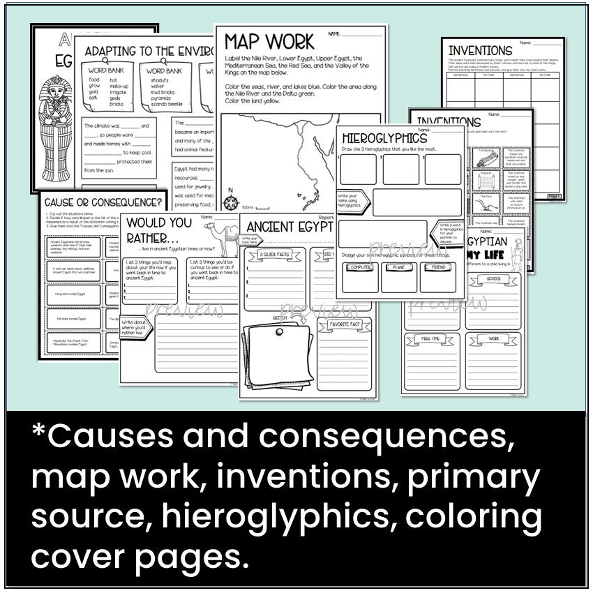 Ancient Egypt Homeschool Packet Printable Activities U.S. Research ...