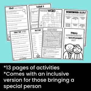 Grandparent's Day Activity Book, Printable Booklet, Classroom, Family ...