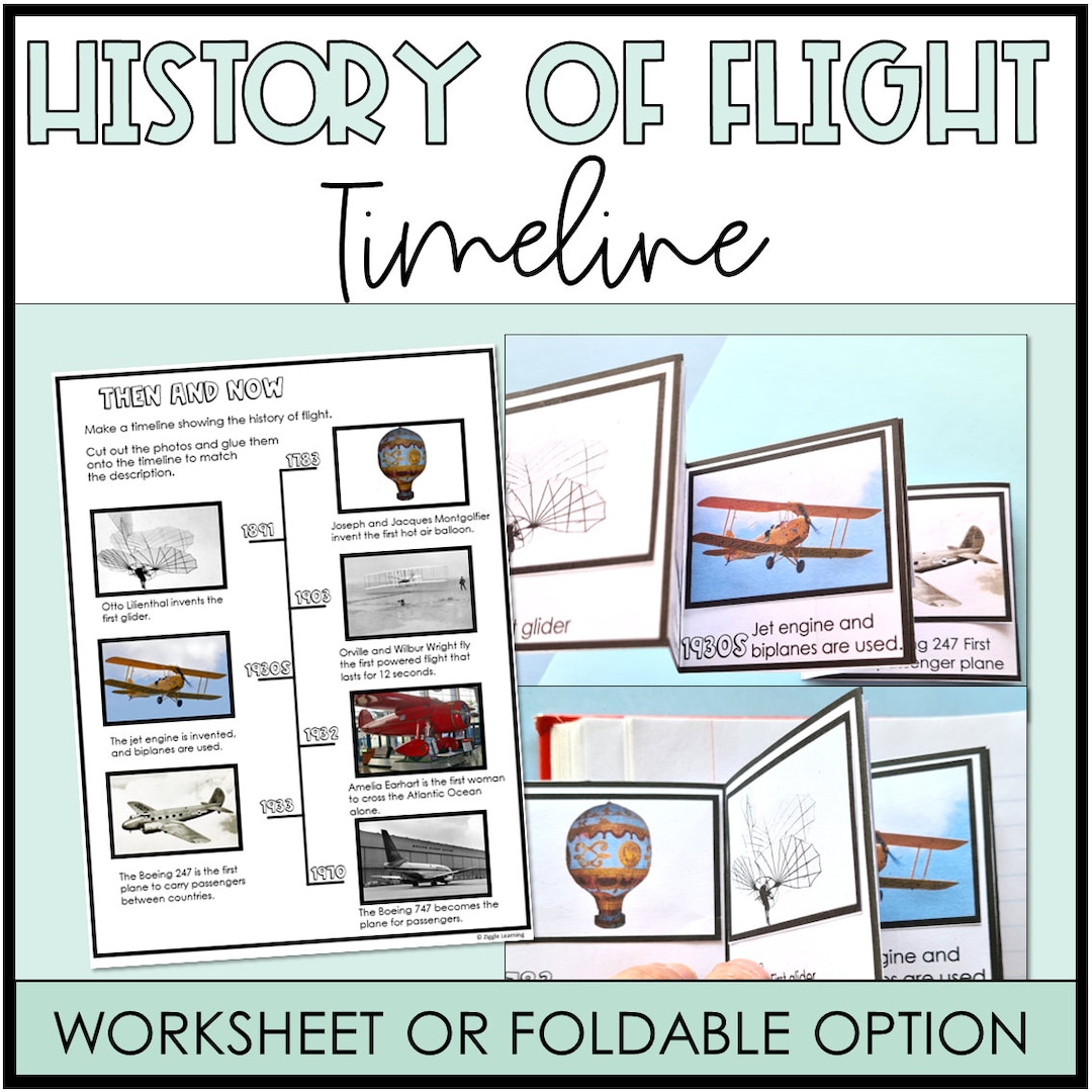 Printable History of Flight Timeline, Planes Then and Now Worksheet ...