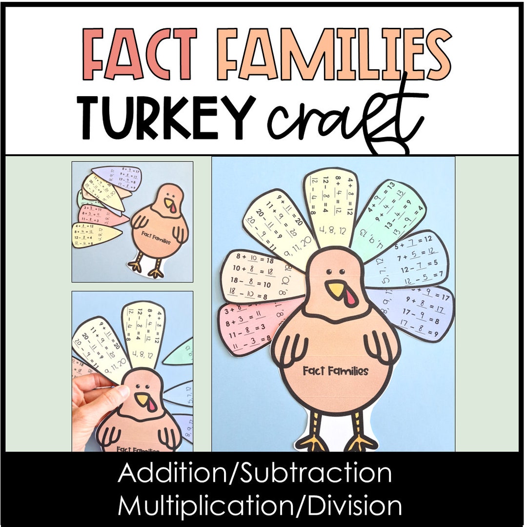 Printable Turkey Fact Families Craft Thanksgiving Fall Math - Etsy