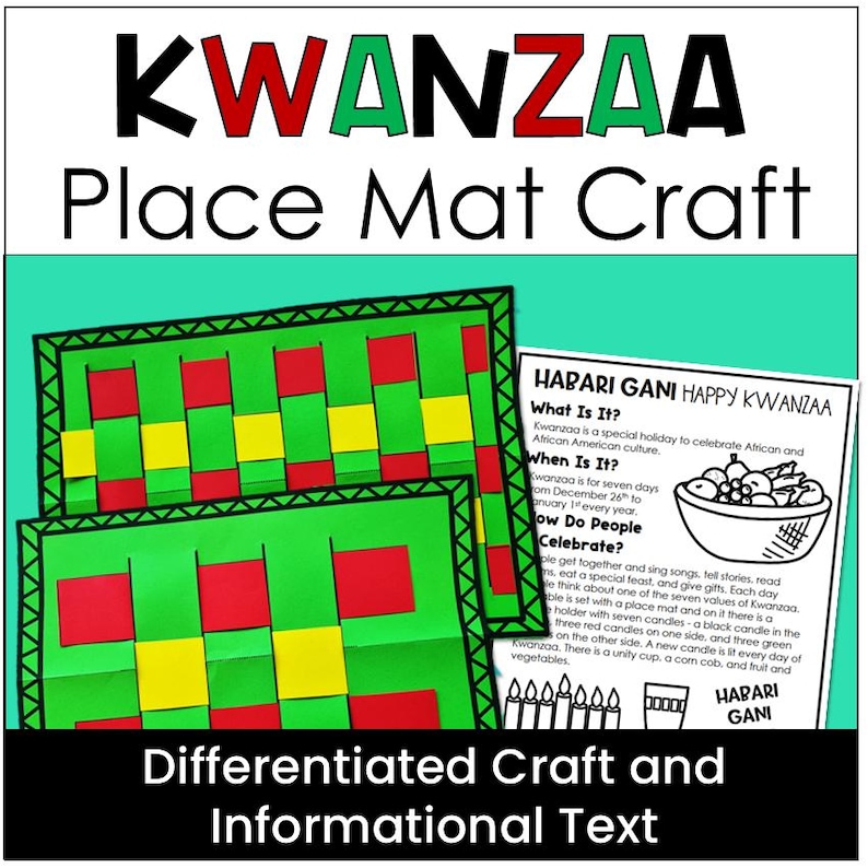 Kwanzaa Weaving Place Mat Mkeka Craft Class Library Activity Printable ...