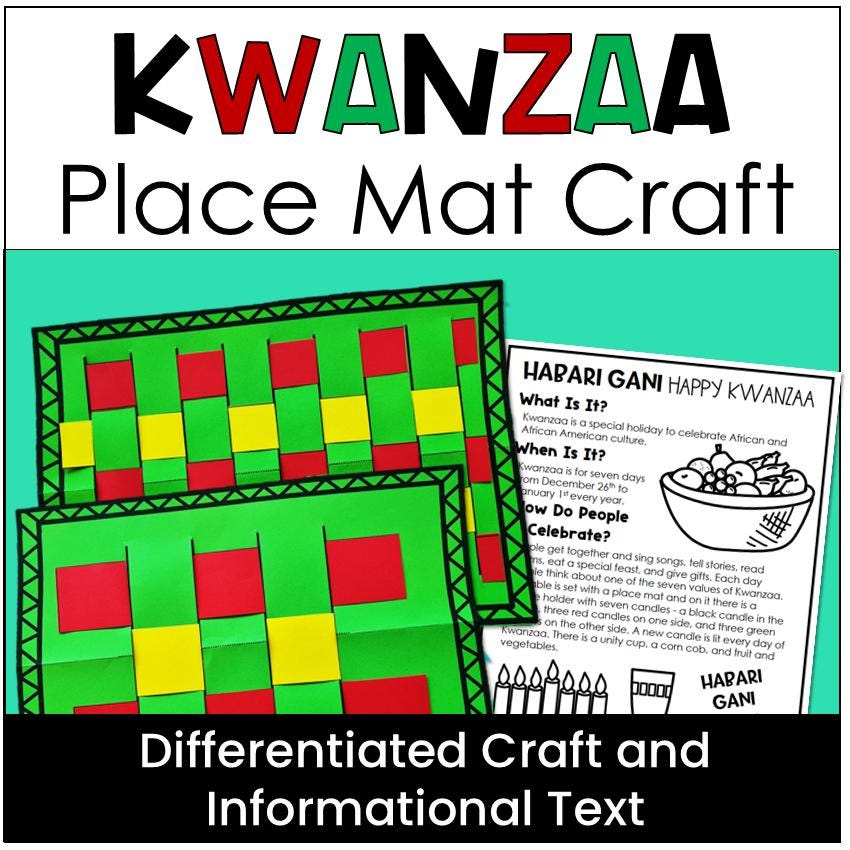 Kwanzaa Weaving Place Mat Mkeka Craft Class Library Activity Printable ...