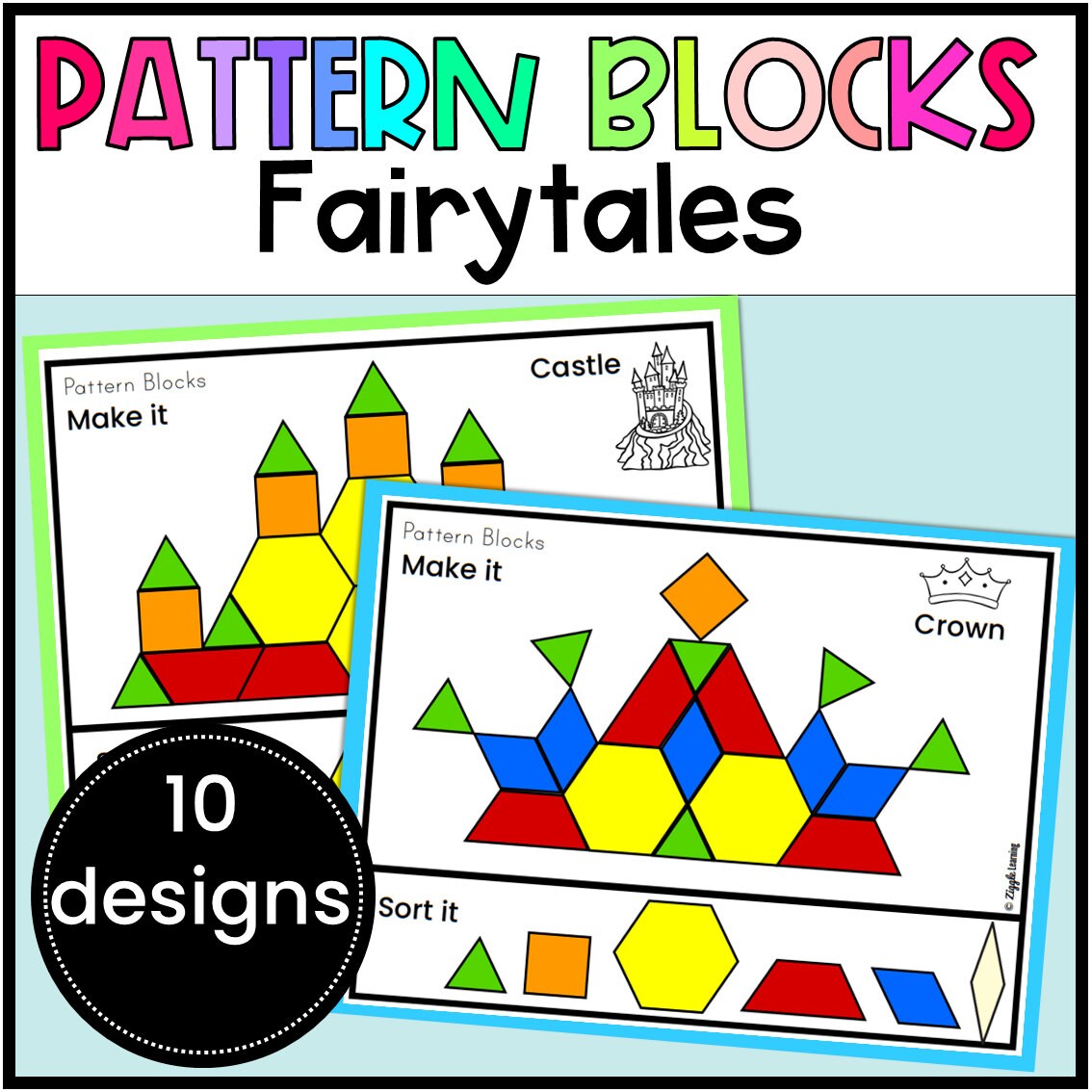 Printable Math Fairytale Pattern Block Mats Task Cards - Etsy