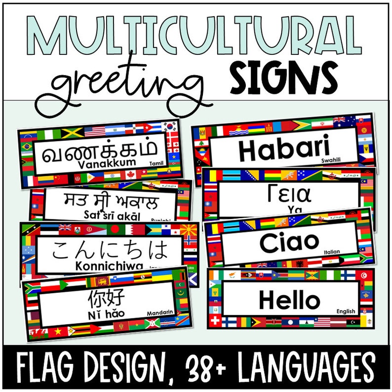Greetings in Different Languages of the World, Multilingual Signs ...