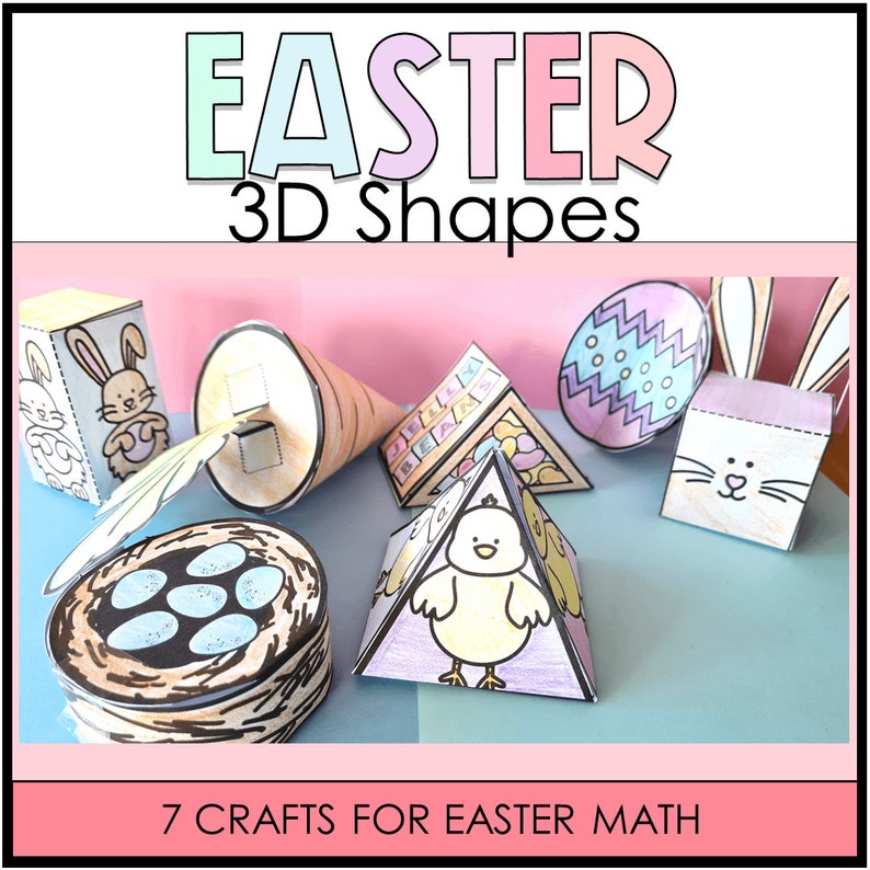 3D Shapes, Easter Math Crafts Activity Classroom Homeschool Printable ...