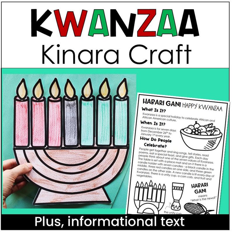 Kwanzaa Kinara Candle Holder Craft Class Library Activity Printable Cultural Celebrations ...