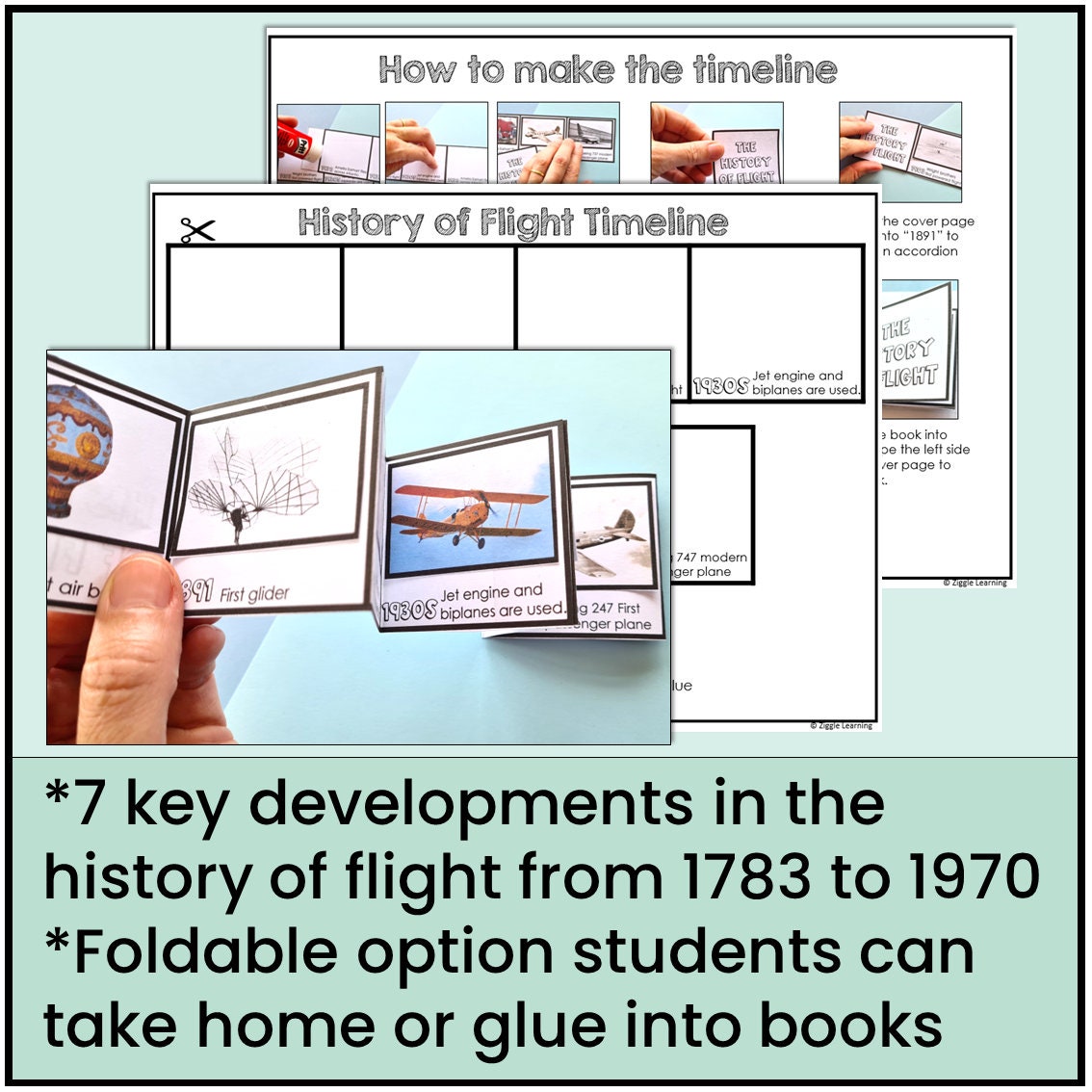 Printable History of Flight Timeline, Planes Then and Now Worksheet ...