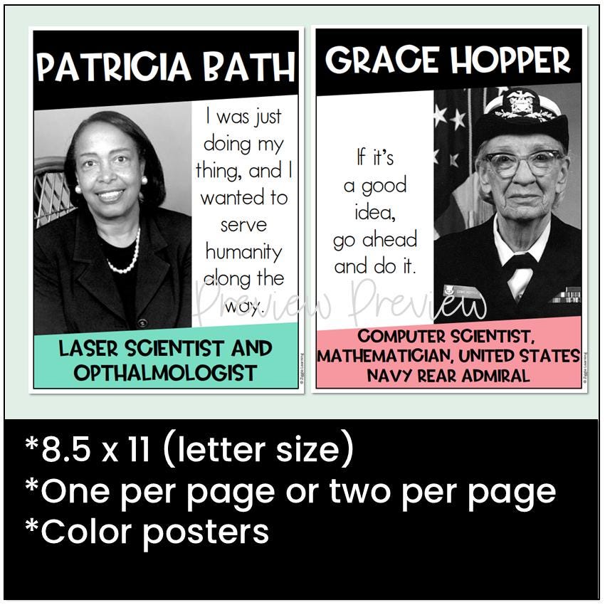 Women's History Month STEM Careers Mathematicians Scientists Engineers ...