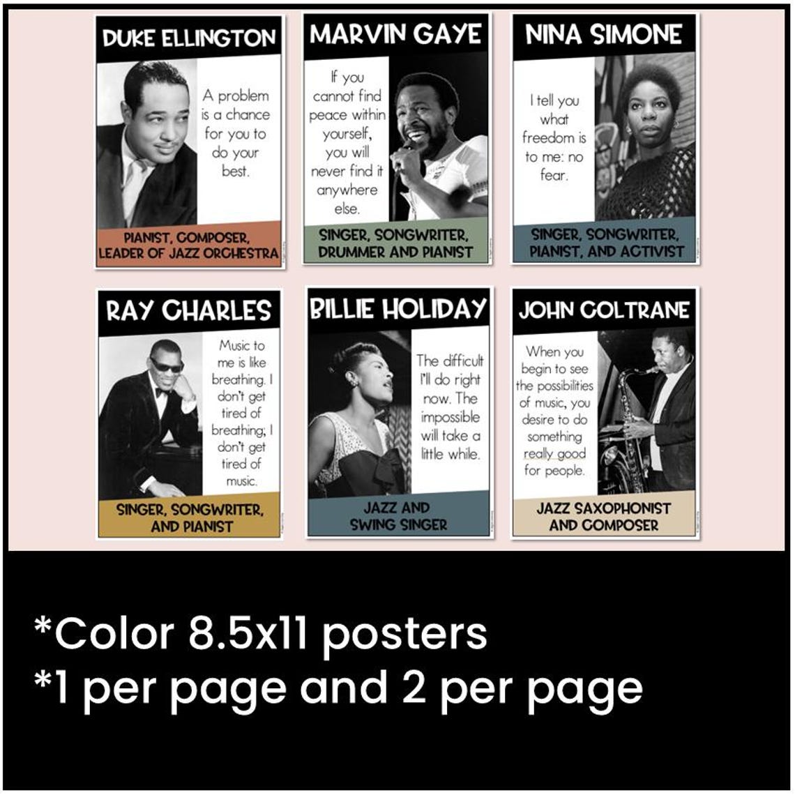 Black History Month Musicians Inspiring Quotes Printable Posters ...