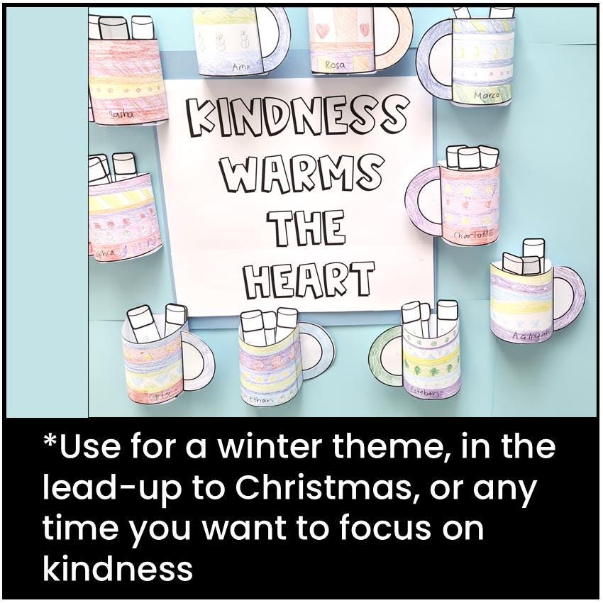 Printable Winter Kindness Craft, Cup of Cocoa, Bulletin Board ...
