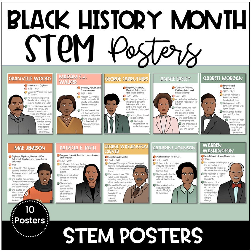 Printable Black History Month Posters, African Americans STEM Careers ...