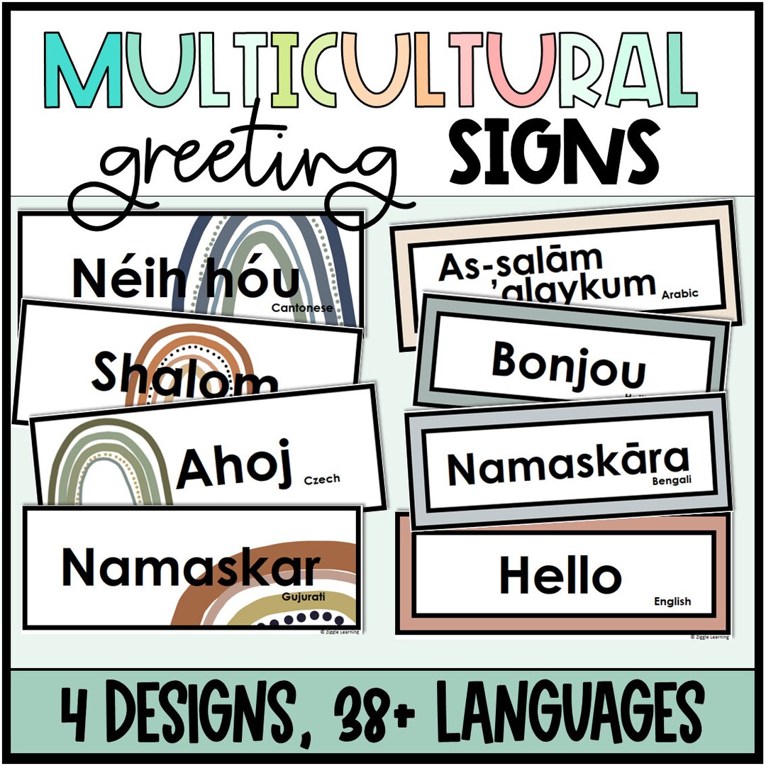Celebrate Diversity Multicultural, Multilingual Greeting Signs ...