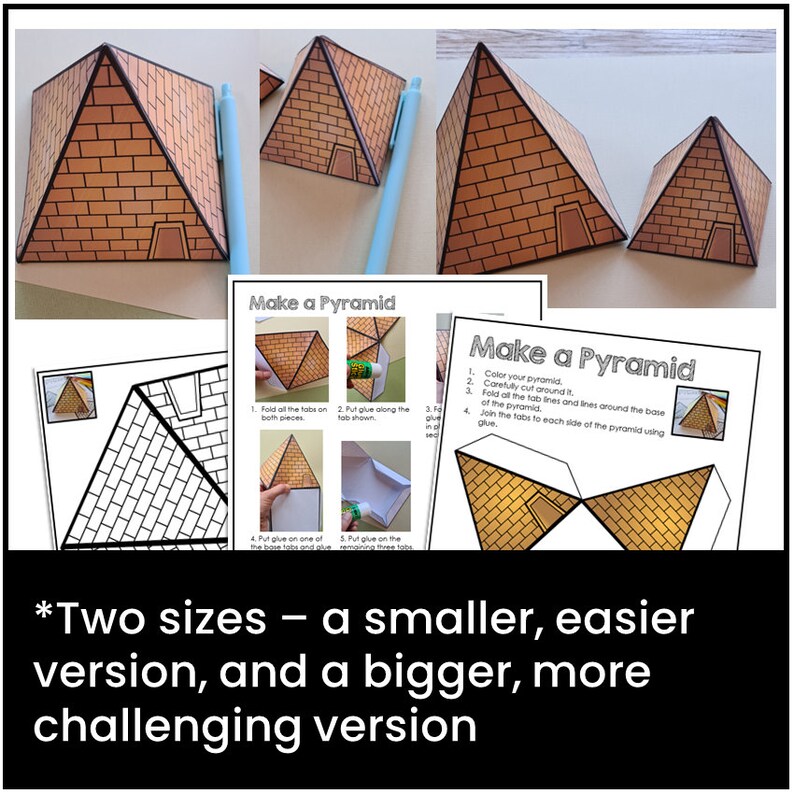 Printable 3D Pyramid Craft, Ancient Egypt Pyramid, Classroom Activity ...