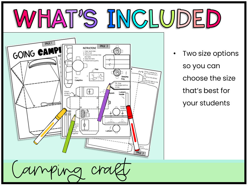 Printable Camp Craft Template, Camping Theme Activities, Summer Camping ...