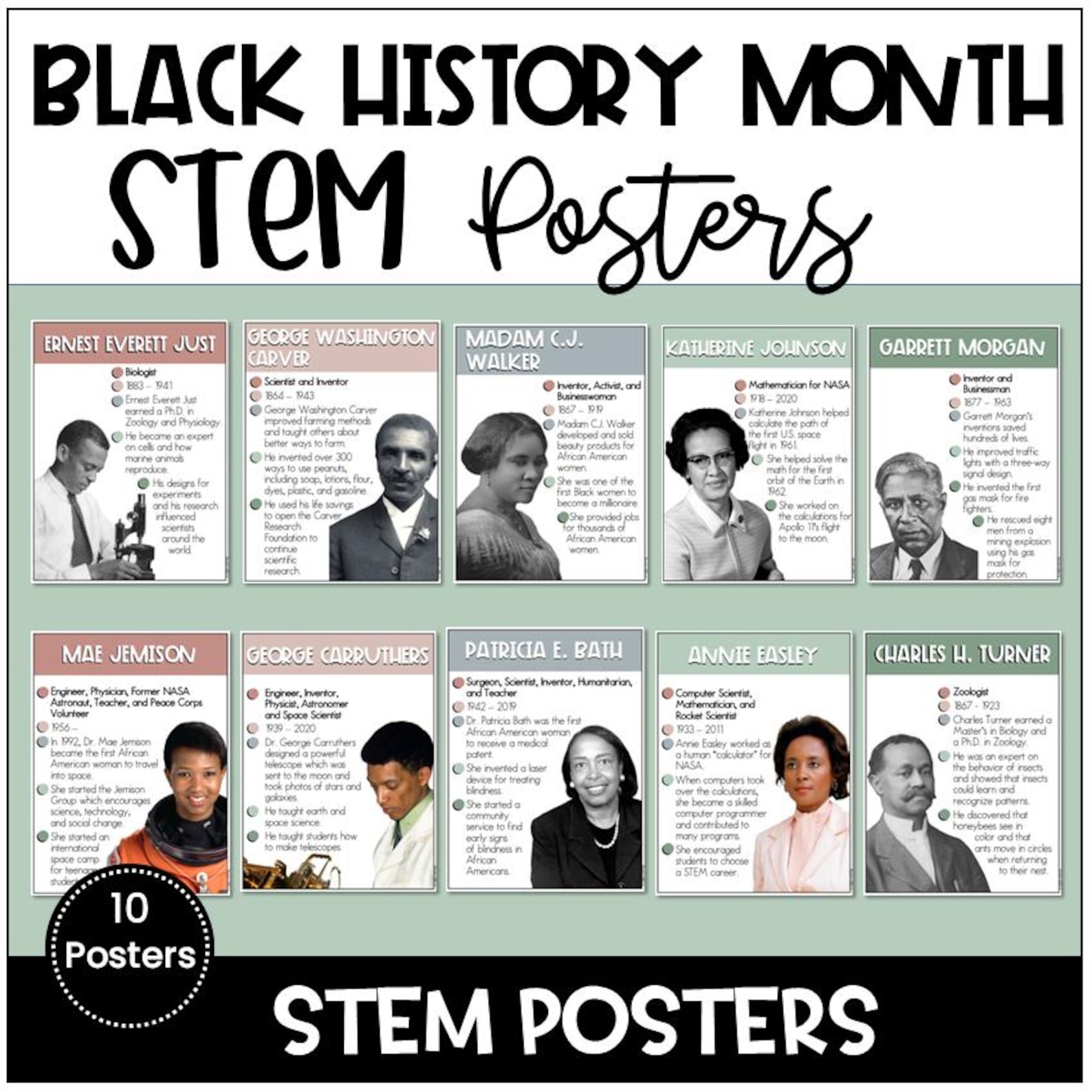 Black History Month STEM Careers Posters Printable Scientists ...