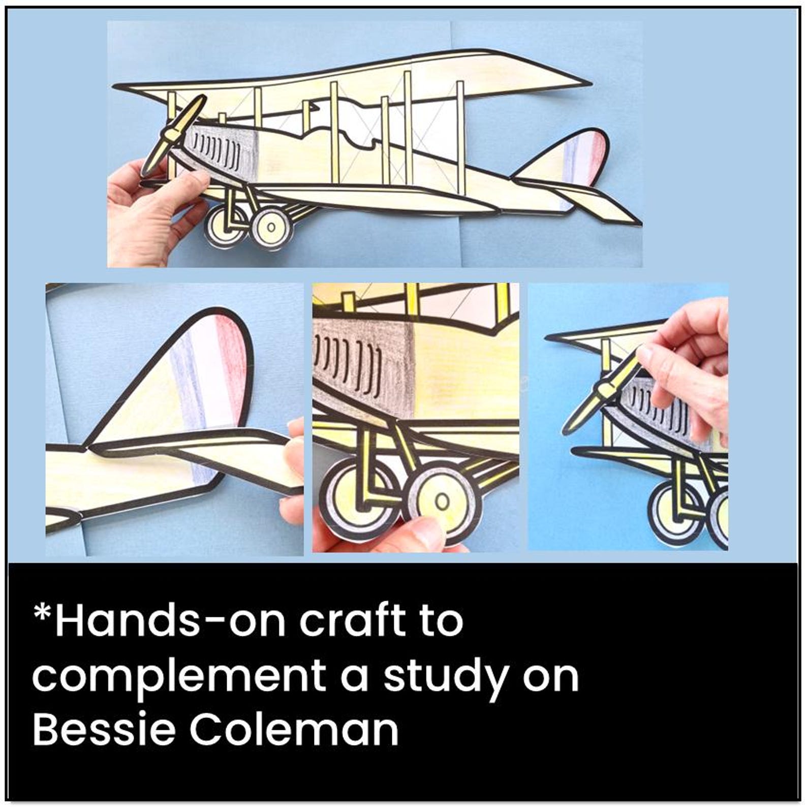 Bessie Coleman Airplane Craft Printable Coloring Poster Black History ...