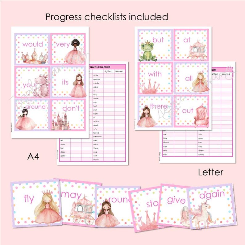 Printable Princess Sight Word Cards, Princesses Reading Flashcards ...