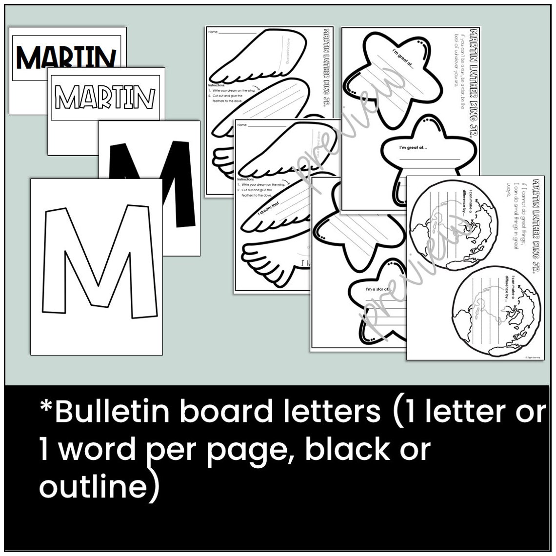 Martin Luther King, Jr. Craft Templates, Bulletin Board Kit, Classroom ...