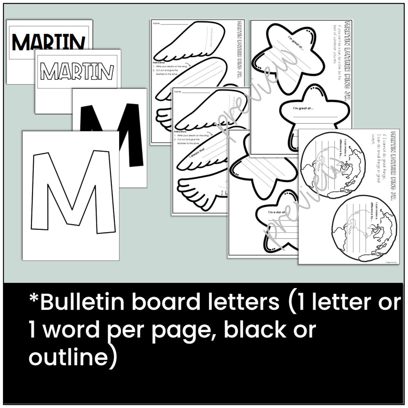Martin Luther King, Jr. Craft Templates, Bulletin Board Kit, Classroom ...