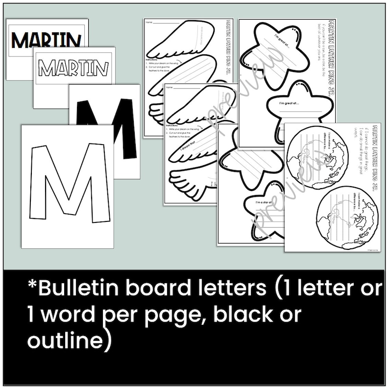 Martin Luther King, Jr. Craft Templates, Bulletin Board Kit, Classroom ...