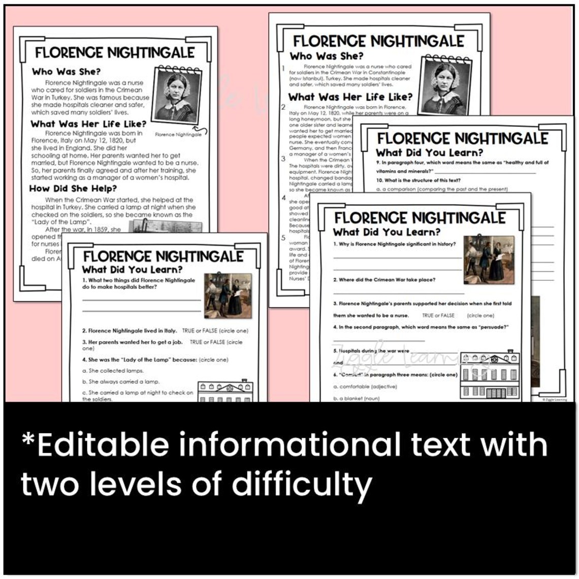 Florence Nightingale Activity Pack Reading Passage Craft Foldable ...