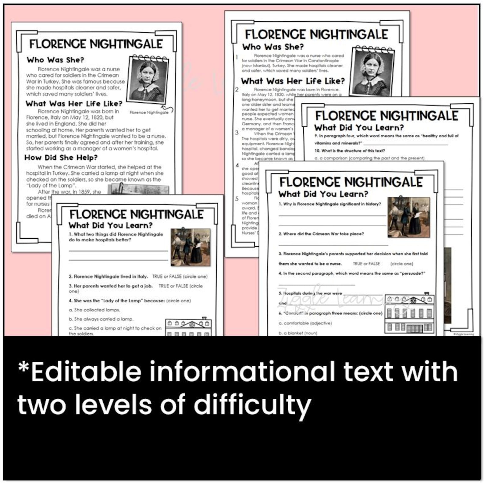 Florence Nightingale Activity Pack Reading Passage Craft Foldable ...