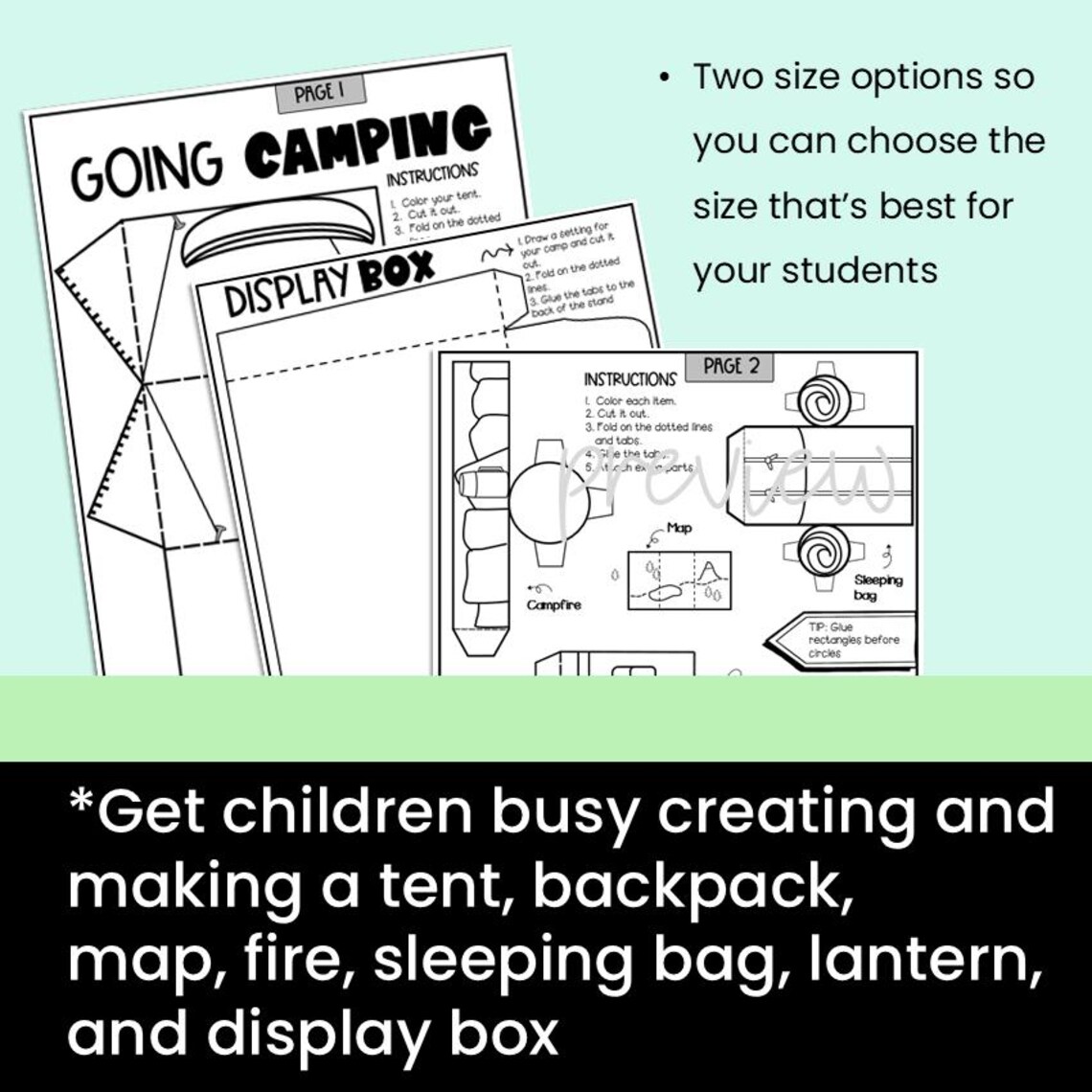 Printable Camp Craft Template, Camping Theme Activities, Summer Camping ...