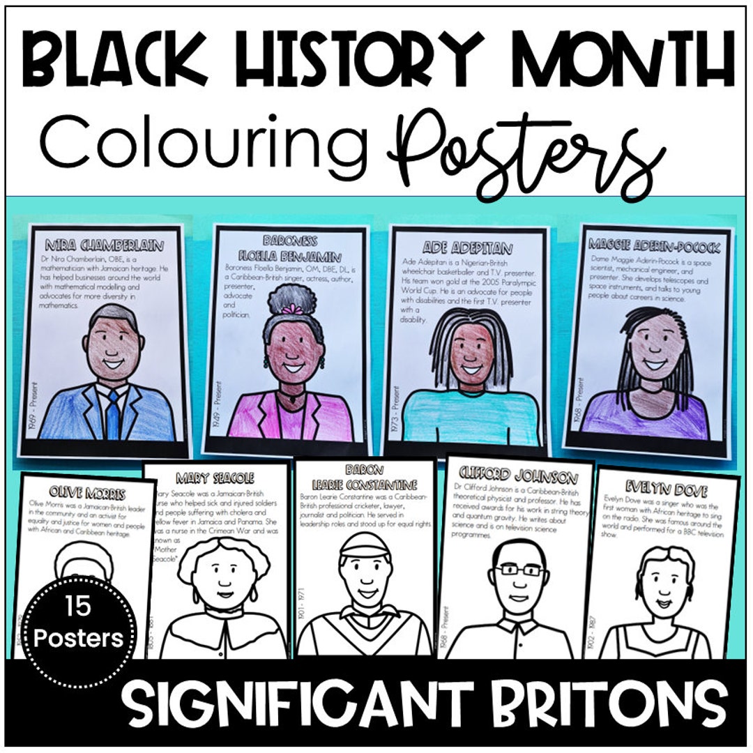 Black History Month Posters, Famous Black Britons Colouring Pages ...