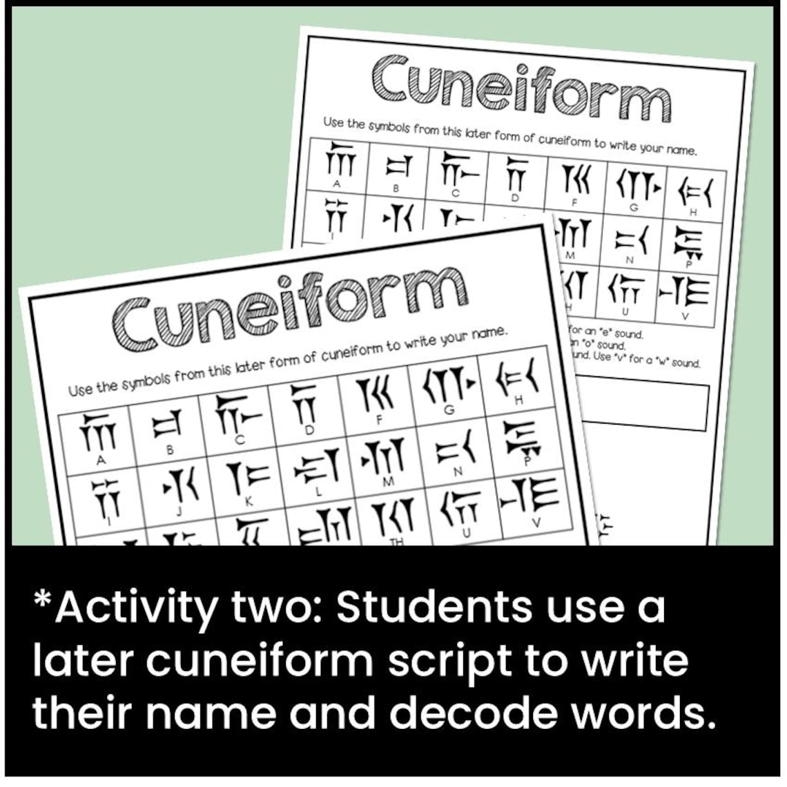 Ancient Mesopotamia Cuneiform Writing Script Activity, Ancient History ...